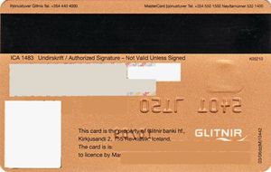 Carte bancaire: GLITNIR (Glitnir Bank, IslandeCol:IS-MC-0001