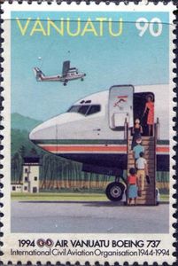 Stamp: Boeing 737 (Vanuatu(50 Years International Civil Aviation ...