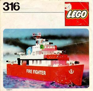Lego Set: Fire Fighting Launch (Legoland) (Boats) Leg:316-1