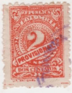 Stamp: Number 2 (Colombia(Number and coat of arms with steep or flat ...