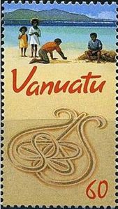 Stamp: Traditional Pattern (Vanuatu(Traditional Sand Draw) Mi:VU 1145 ...
