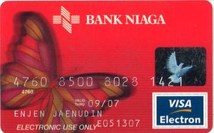 Tarjeta de Banco: Visa Electron (Bank Niaga, IndonesiaCol:ID-VE-0008