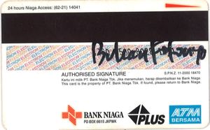Tarjeta de Banco: Visa Electron (Bank Niaga, IndonesiaCol:ID-VE-0008