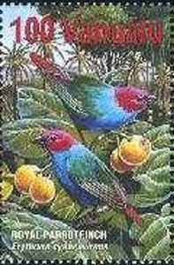 Stamp: Royal Parrotfinch (Erythrura cyaneovirens) (Vanuatu(Birds 2001 ...