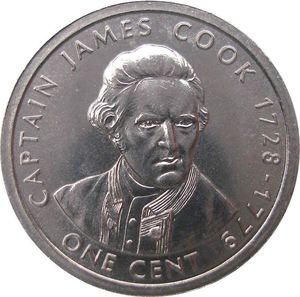 Madeni paralar: 1 Cent (275th Anniversary of the Birth of James Cook ...