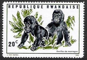Stamp: Mountain Gorilla (Gorilla beringei beringei) (Rwanda(Gorillas of ...
