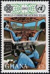 Stamp: Control Tower (Ghana(World Communications Year) Mi:GH 987,Sn:GH ...