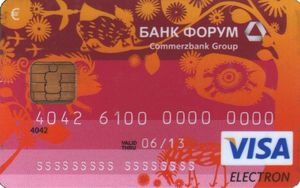 Bank Card: Visa Electron (Bank Forum, UkraineCol:UA-VE-0383
