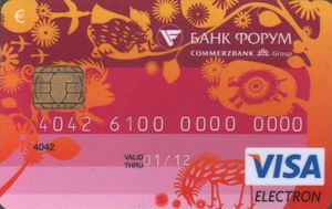 Bank Card: Visa Electron (Bank Forum, UkraineCol:UA-VE-0384