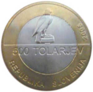 Coin: 500 Tolarjev (100 years falcon association) (Slovenia) (1991~2006 - Tolar (Commemorative ...