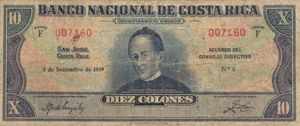 Banknote: 10 Colones (Costa Rica) (1939-1949 Series F Issue) Wor:P-205a.1