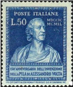 Stamp: Volta (1745-1827), Gian Battista Comolli (Italy(150th ...