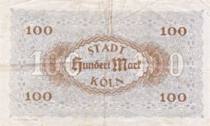 Banknote: 100 Mark (Rheinland(Köln) Mül:4-2380.6