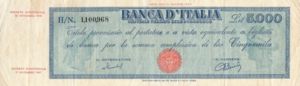 Banknote: 5,000 Lire (Medusa) (Italy(1945-1950 Provisional Titles) Wor ...