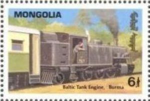 Stamp: Baltic tank engine, Burma. (Mongolia(Railways of the World) Mi ...