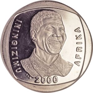 Moneda: 5 Rand (1st "new" president Nelson Mandela) (Sudáfrica(1994 ...