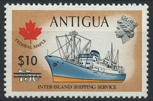 Stamp: "Federal Maple" (freighter) - Surcharged (Antigua and Barbuda ...