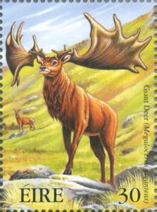 Stamp: Irish Elk (Megaloceros giganteus) (Ireland) (Extinct Irish ...
