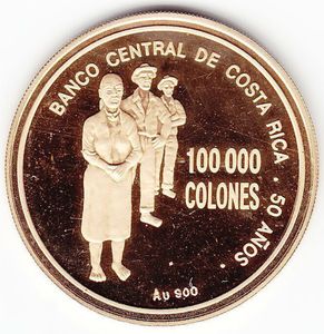 Moneda: 100,000 Colones (50 Years - Central Bank) (Costa Rica(1970 ...