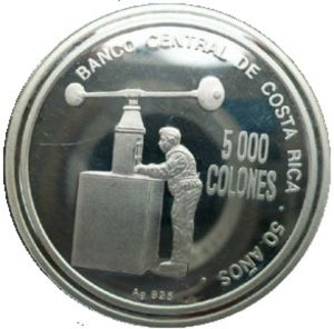 Coin: 5,000 Colones (50 Years - Central Bank) (Costa Rica(1970~Today ...