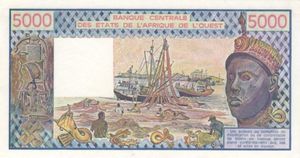 Billete de Banco: 5,000 Francs (Estados del África Occidental(K for ...