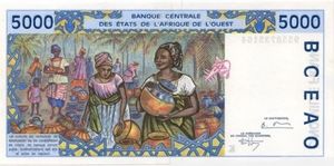 Billete de Banco: 5,000 Francs (Estados del África Occidental(K for ...