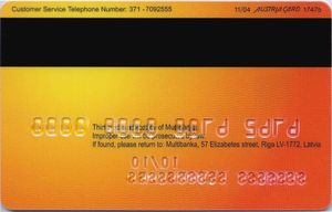 Bank Card: Cirrus Card (Multibanka, LatviaCol:LV-CR-0002 💳