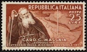 Stamp: Portrait of William Massaia and Map of East Africa (Italy ...