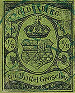 Stamp: Oldenburg coat of arms (Oldenburg(Coat of arms on colored paper ...