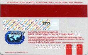 Bank Card: MasterCard Standard (Citadele, LatviaCol:LV-MC-0035