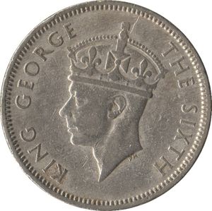 Coin: ½ Rupees (Mauritius(1936~1952 King George VI) Col:MU-000005,WCC:km28