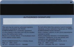 Bank Card: Intra-bank Card (Rigas Komercbanka, LatviaCol:LV-GM-0008