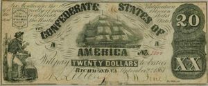 Billete de Banco: 20 Dollars (Estados Confederados de América) (1861 ...