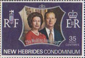 Stamp: Queen Elizabeth II, Prince Philip (New Hebrides(Silver Wedding ...