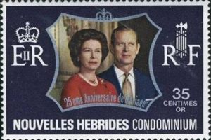 Stamp: Queen Elizabeth II, Prince Philip (New Hebrides(Silver Wedding ...