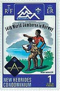 Sello: Map Drawing (Nuevas Hébridas(World Scout Jamboree in Norway) Mi ...