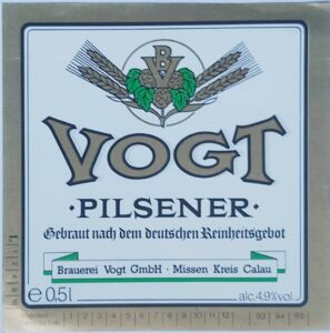 Drink Label: Vogt Pilsener (Brauerei Vogt GmbH, Germany, Federal ...