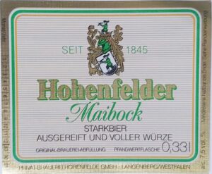 Drink Label: Hohenfelder Maibock (Brauerei Hohenfelde, Langenberg, Germany, Federal RepublicCol ...