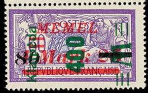 Stamp: Overprint on french Memel (Memel Territory(Klaipedia - Memel) Mi ...