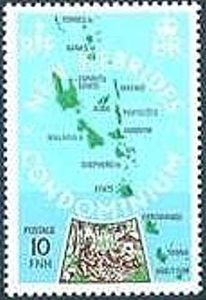 Briefmarke: Overall Map of the New Hebrides (Neue Hebriden(Definitives ...
