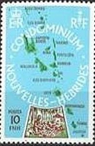Stamp: Overall Map of the New Hebrides (New Hebrides(Definitives ...