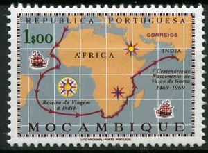 Stamp: 500th anniversary Vasco da Gama, Travel Route to India ...