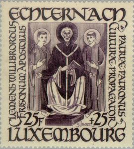 Stamp: 12th Century Miniature of St. Willibrord (Luxembourg(Echternach Basilica) Mi:LU 422,Sn:LU ...