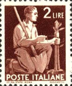 Stamp: Peasant grafting a tree (Italy) (Democracy) Sas:IT 552-ND