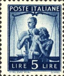 Stamp: Work, Justice and Family (Italy(Democracy) Sas:IT 555-CS