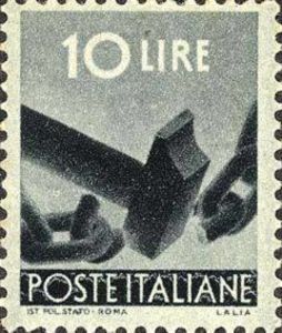 Stamp: Hammer Breaking Chain (Freedom) (Italy(Democracy) Sas:IT 558-CD