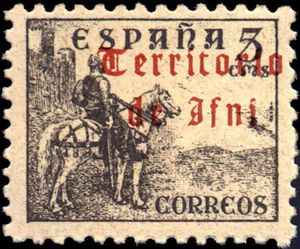 Stamp: El Cid, ,Overprinted (Ifni(Stamps of Spain 1938-48 overprinted ...
