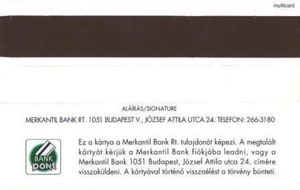 Bank Card: Intra-Bank Card (Merkantil Bank, Hungary) Col:HU-GM-0009