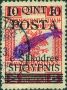 Stamp: General issue (Austrian stamps handstamped in violet) (Albania ...