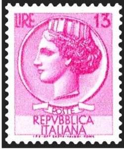 Stamp: Coin of Syracuse - Wmk. Stars II 65° (right) (Italy(Coin of ...